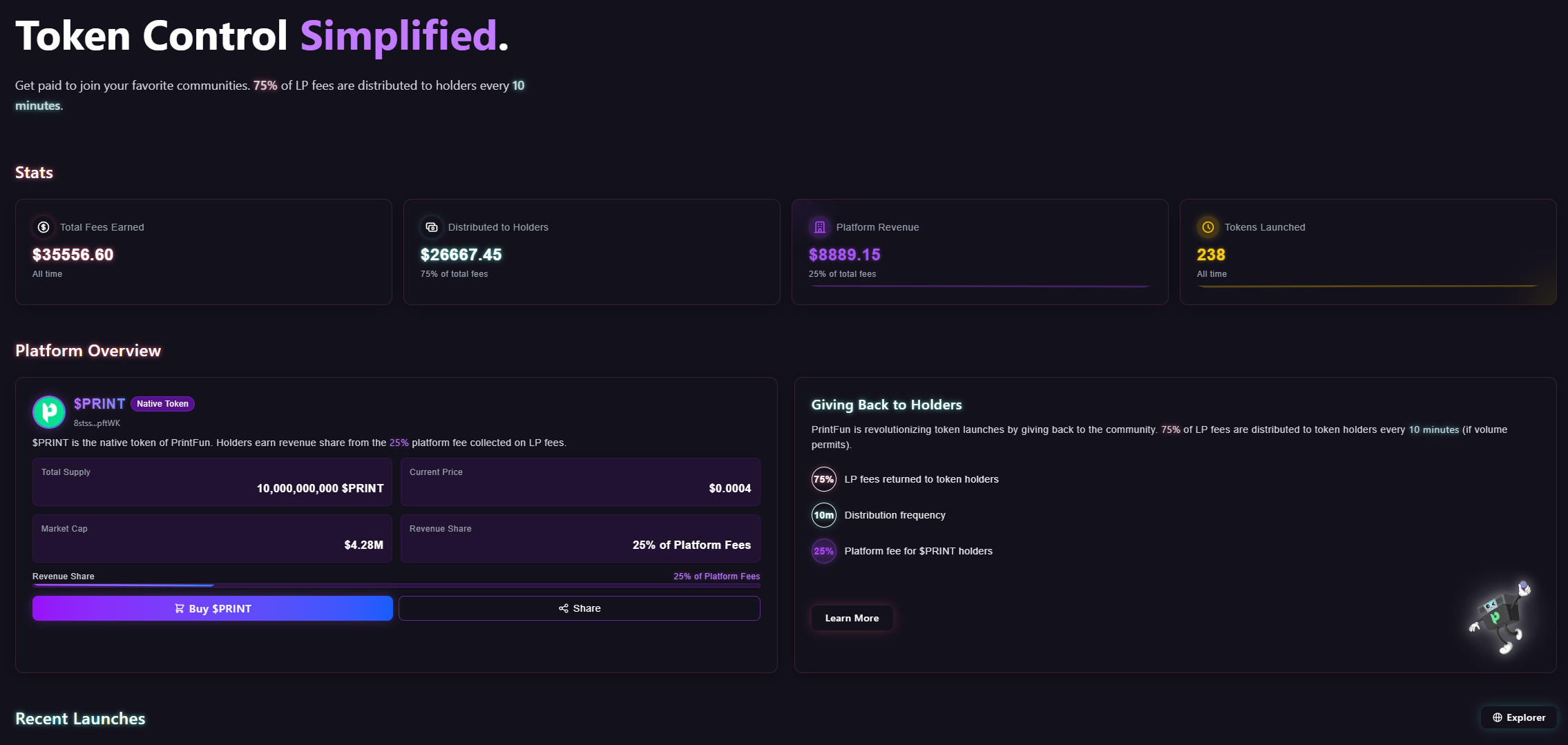 PrintFun - Token Control Simplified